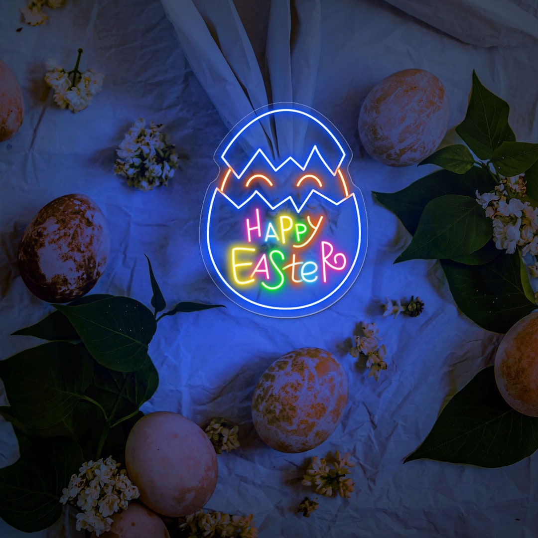 Egg Chicken Easter Neon Sign, Egg Basket Neon Sign, Easter Gifts Basket ...