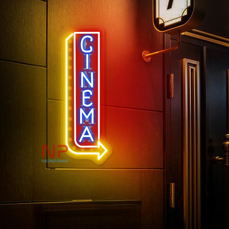 Cinema Neon Sign, Cinema Popcorn Drinks LED Neon Sign, Custom Cinema ...