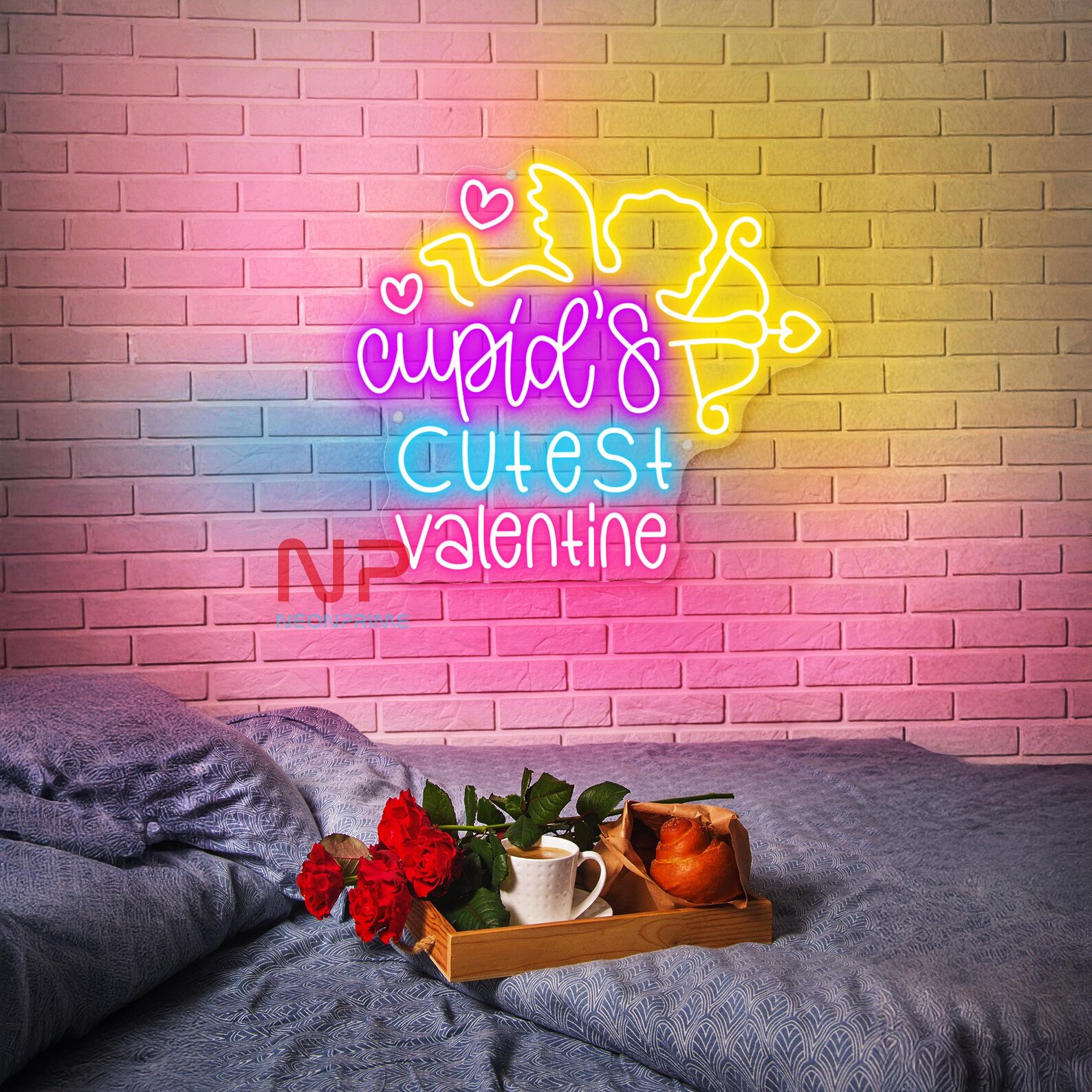 Cupid's Cutest Valentine Neon Sign, Cupid Angel Neon Sign, Cupid Led ...