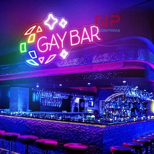 Gay Bar Neon Sign Disco Ball Neon Light Rainbow Pride LED Light LGBTQ ...