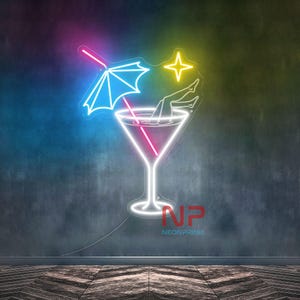 Girl Cocktail Neon Sign, Bar Neon Sign, Party Led Sign, Cocktail Decor ...