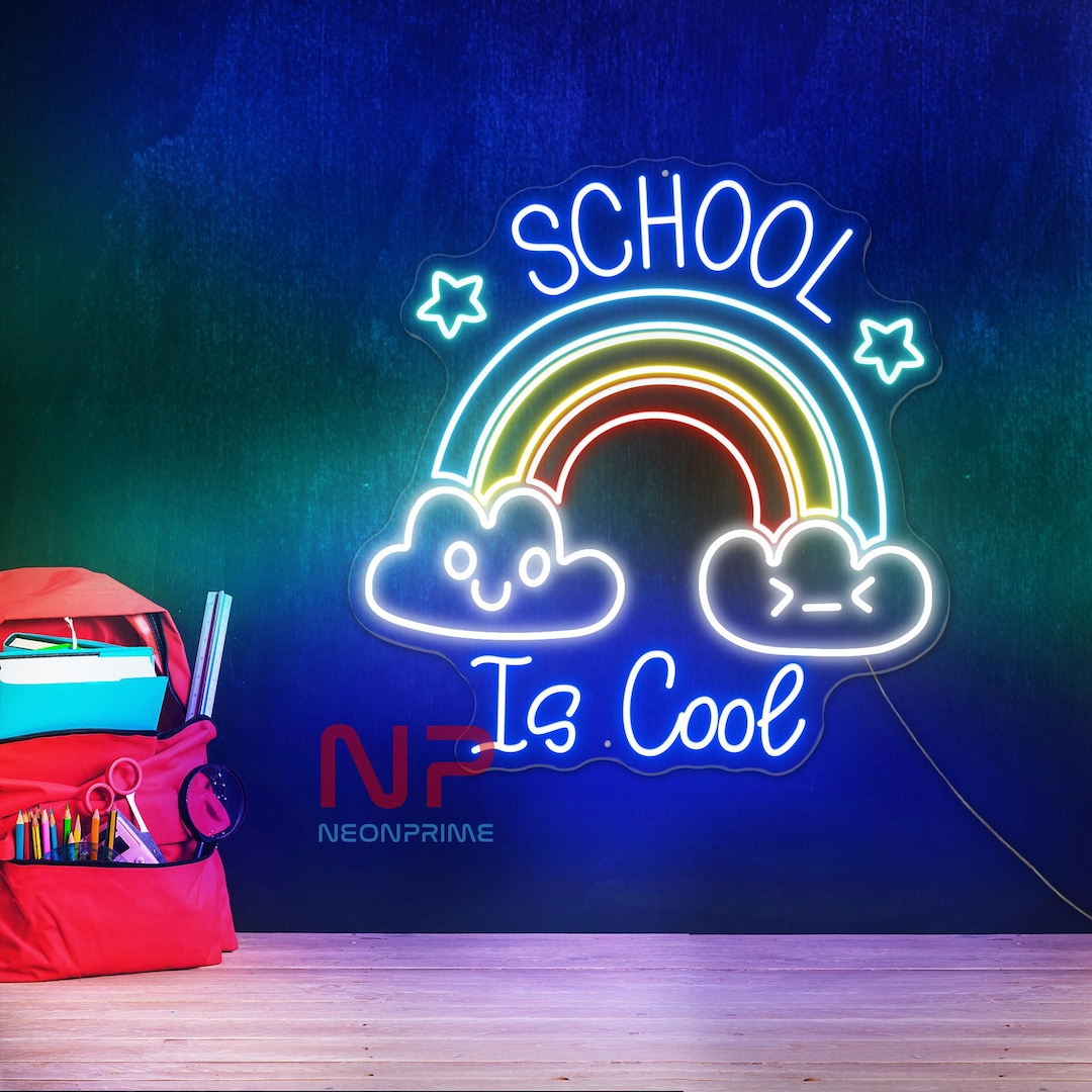 School is Cool Neon Sign, Classroom Wall Decor, Homeschool Decor Sign ...
