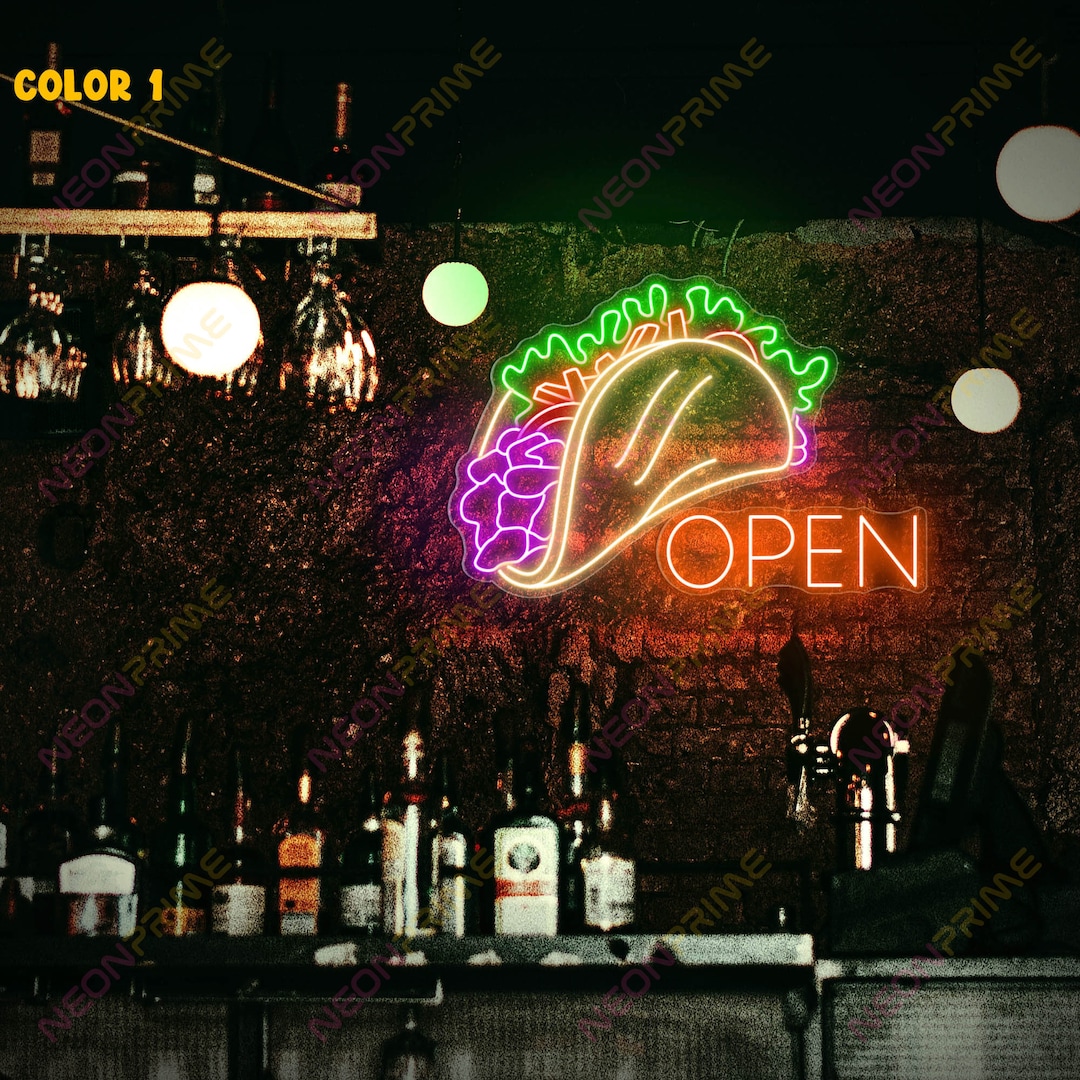 Taco Open LED Neon Sign, Mexican Decor for Kitchen, Taco Party Led Taco ...