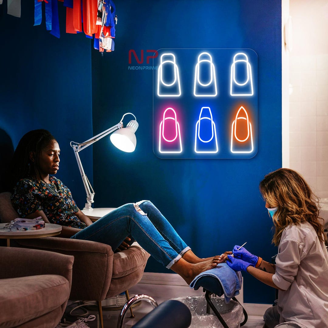 Nail Shape Neon Sign Nail Shapes Decor Sign Nail Beauty Salon Wall Sign ...