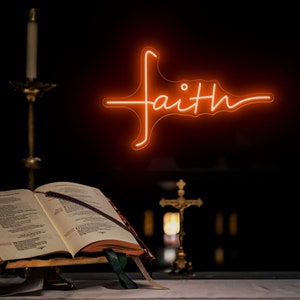 Faith Custom Neon Sign, Cross Jesus Home Decoration,wall Art Decor ...