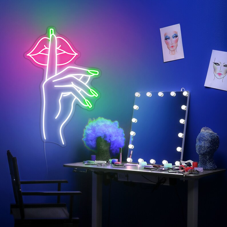 Secret Finger on Lip Neon Sign, Secret Lip Led Sign, Secret Led Sign ...