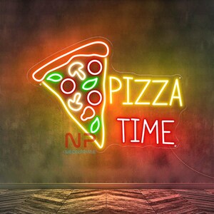 Pizza Time Neon Sign, Pizza Led Neon Sign, Restaurant Sign, Kitchen ...