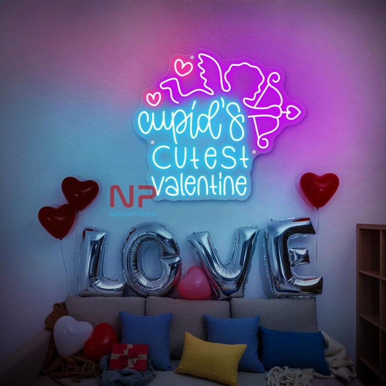 Cupid's Cutest Valentine Neon Sign, Cupid Angel Neon Sign, Cupid Led ...