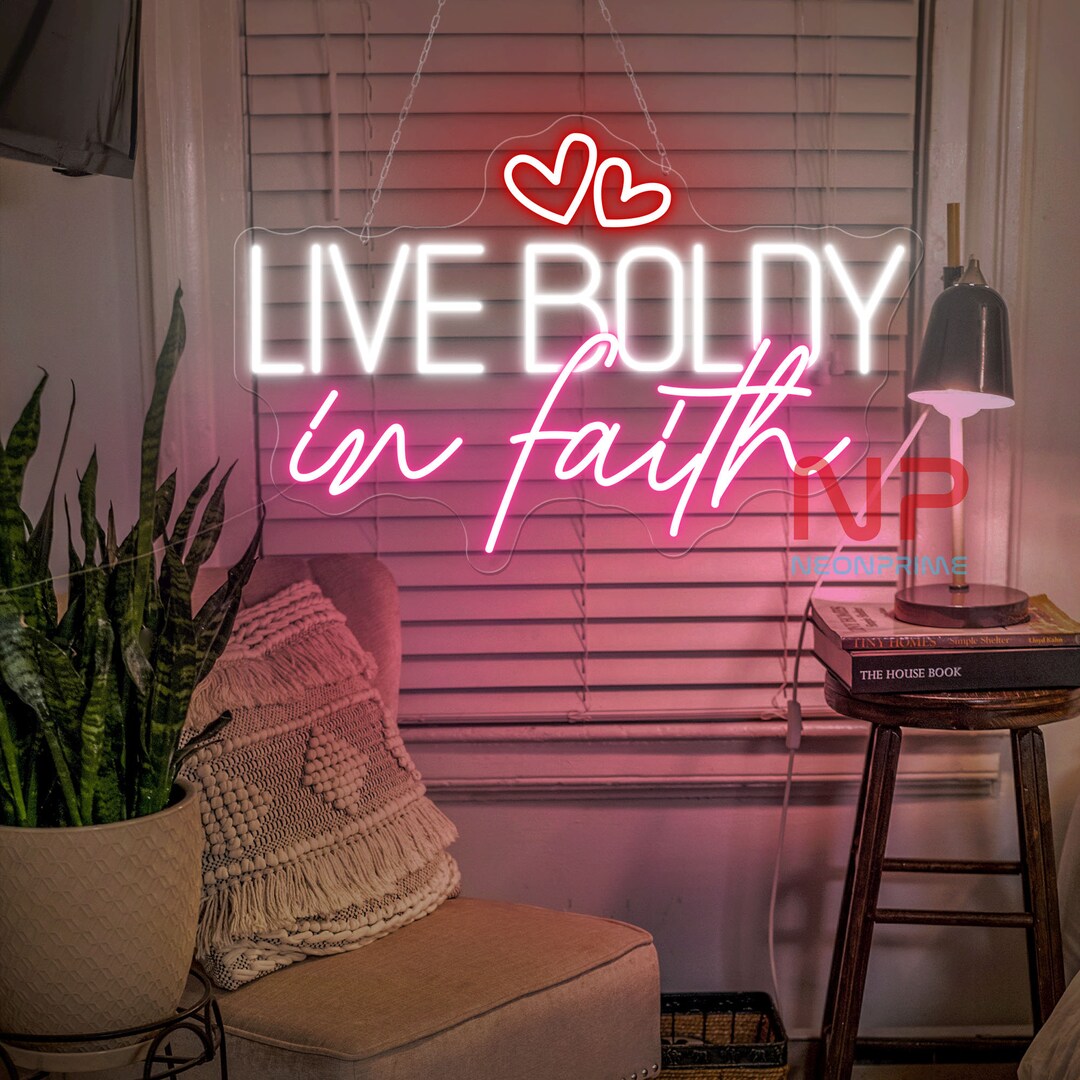 Live Boldy in Faith Neon Sign, Motivational Quote Led Sign, Bedroom ...