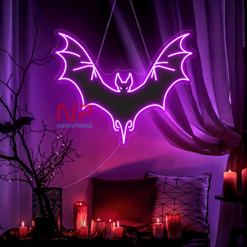 Neon Halloween Bat Sign - Etsy