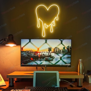 Heart Decoration Led Neon Sign, Dripping Heart Neon Sign, Neon Heart ...