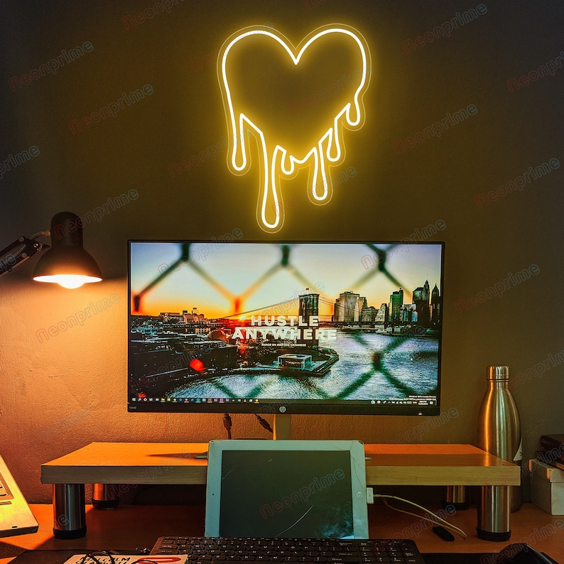 Heart Decoration Led Neon Sign Dripping Heart Neon Sign Neon - Etsy