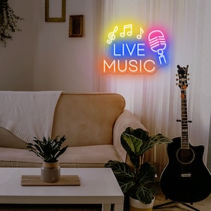 Live Music Neon Sign, Studio Lights, DJ Sign, LED Neon Sign, Recording ...