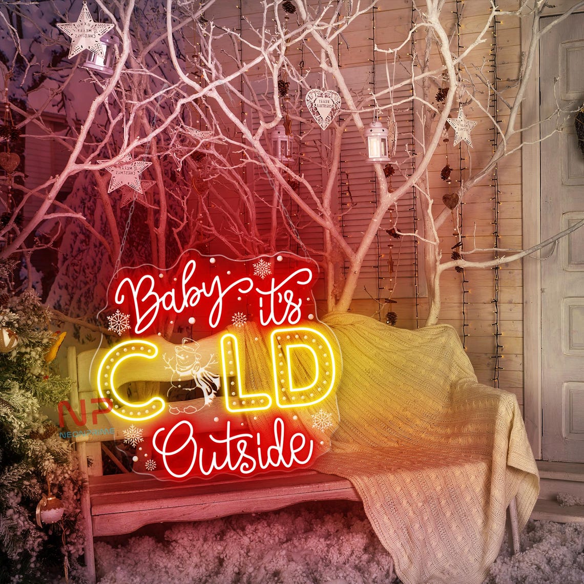 Baby It's Cold Outsider Neon Sign, Christmas Wall Decor, Holiday ...
