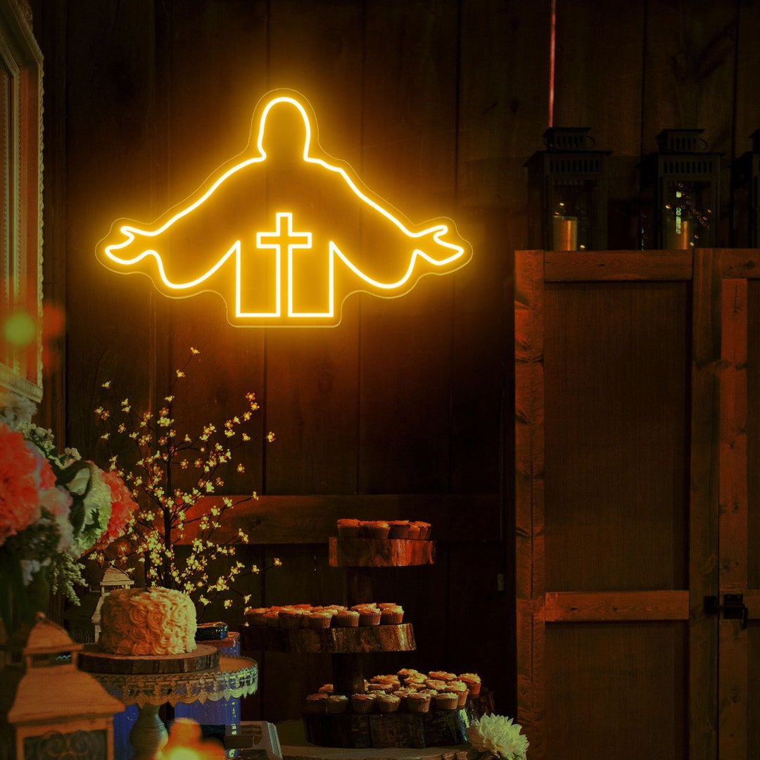 Cross Jesus Home Decoration Neon Sign, Cross Neon Sign, LED Cross Sign ...