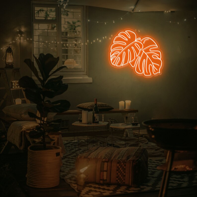 Monstera Leaf Neon Signs, Plant Neon Sign, Custom Neon Sign, Green Leaf ...