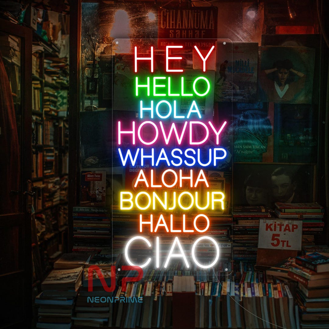 Greeting Language Neon Sign, Language Led Sign, Language Course Decor ...