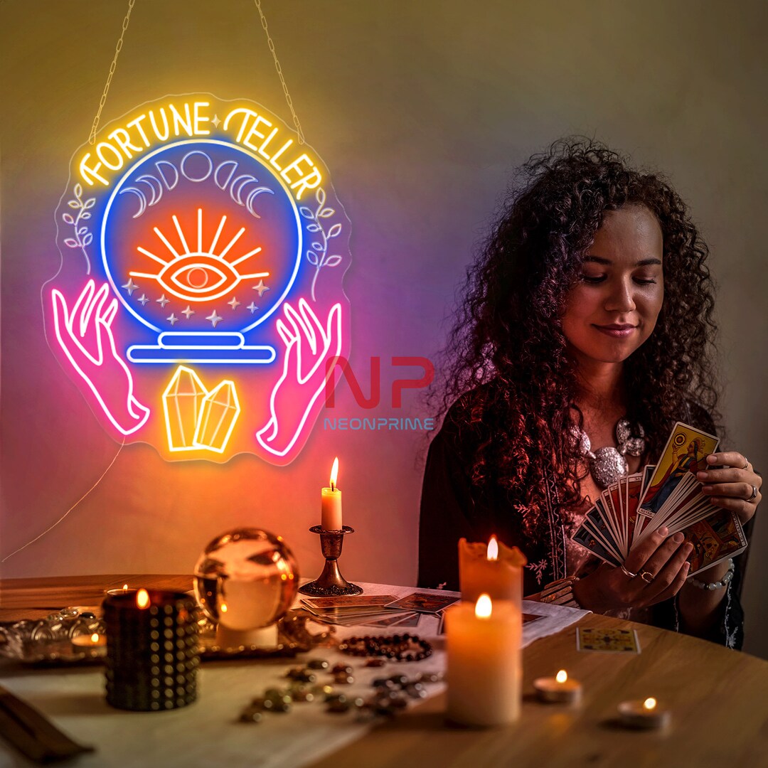 Fortune Teller Neon Sign, Tarot Shop Decor, Custom Neon Sign, Crystal ...