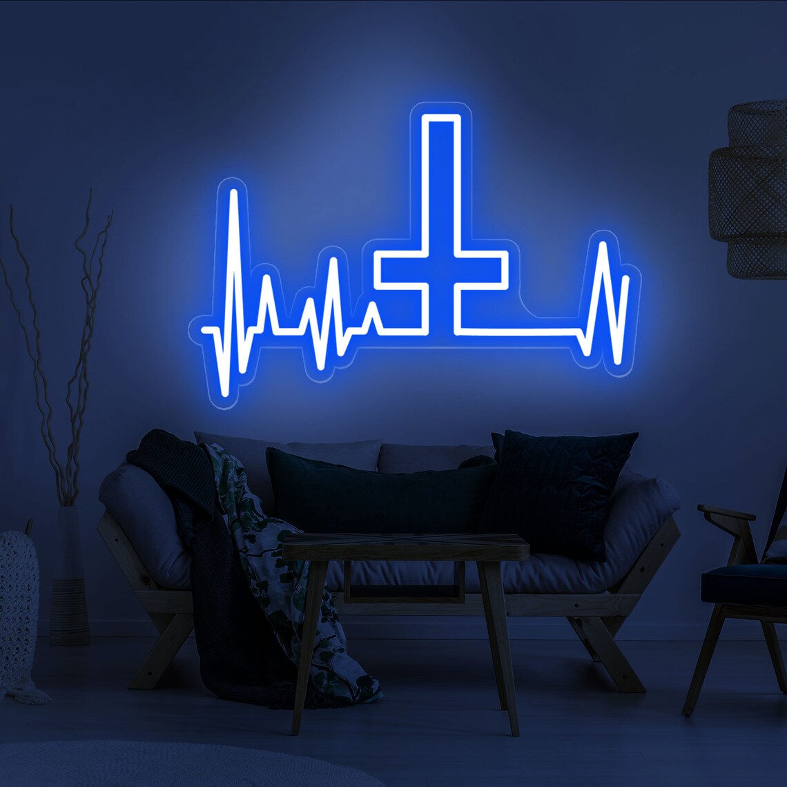 Neon Cross LED Neon Sign, Cross Decor Light, Wall Cross Custom Neon ...