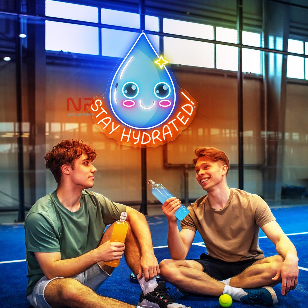 Stay Hydrated Neon Sign, H2O Neon Sign, Water Molecule Neon Light, Drop ...