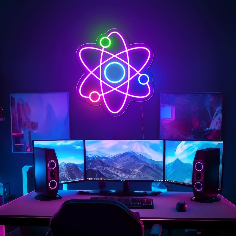 Atom Neon Sign, Molecule Neon Sign, Dna Neon Light, Atomic Neon Sign ...