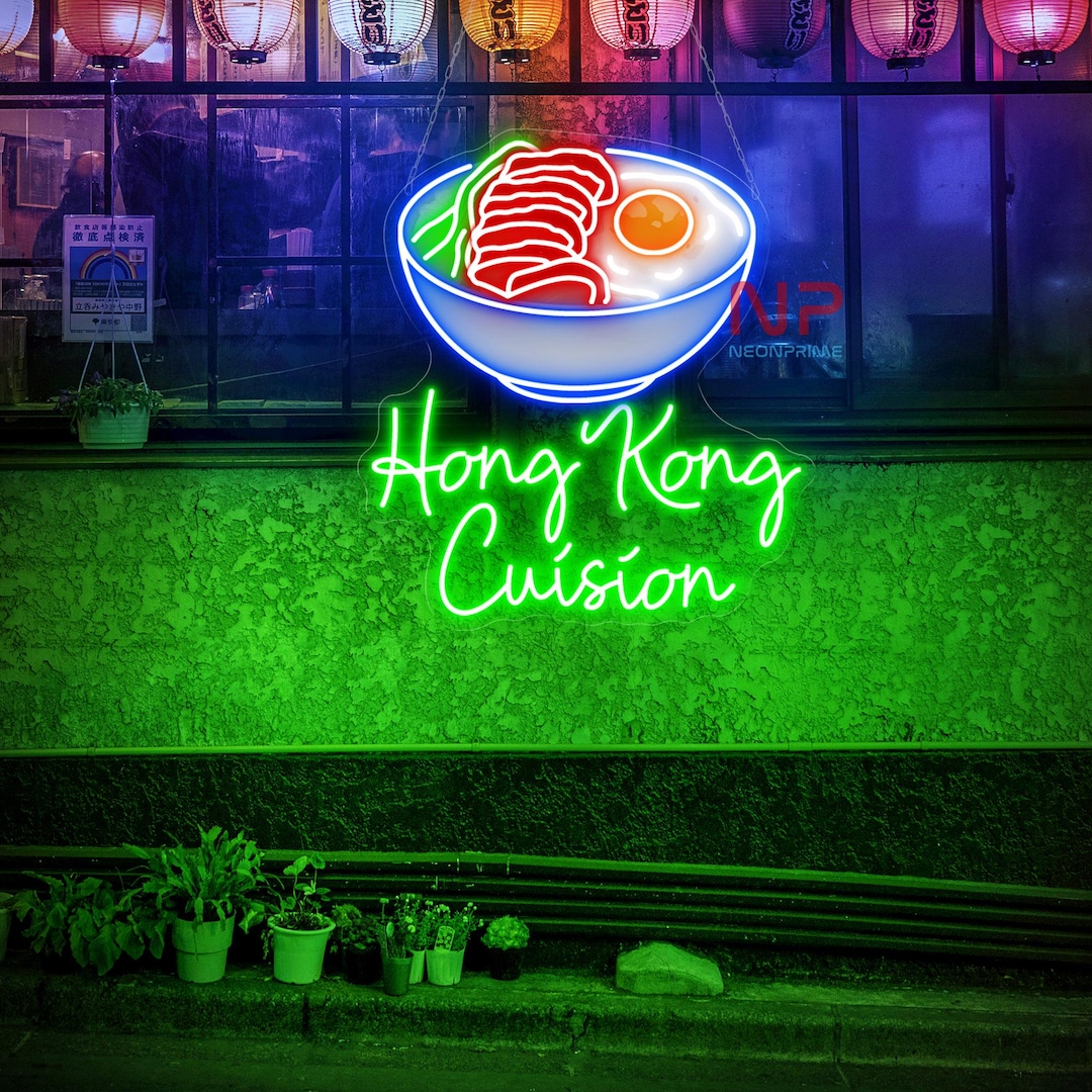 Hong Kong Cuisine Neon Sign, Custom Restaurant LED Neon Sign, Chinese ...