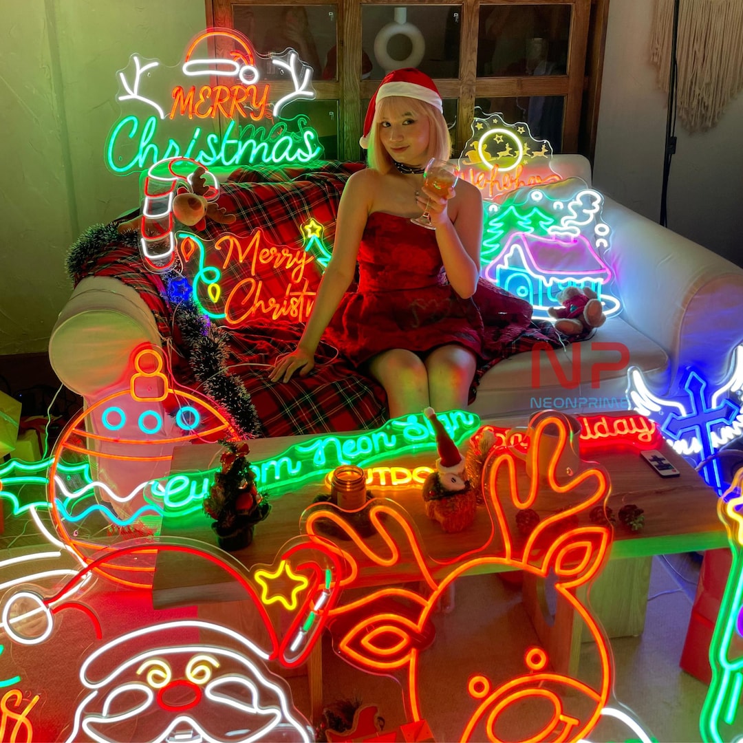 Custom Christmas Neon Sign, Merry Christmas Neon Sign, Christmas Tree ...