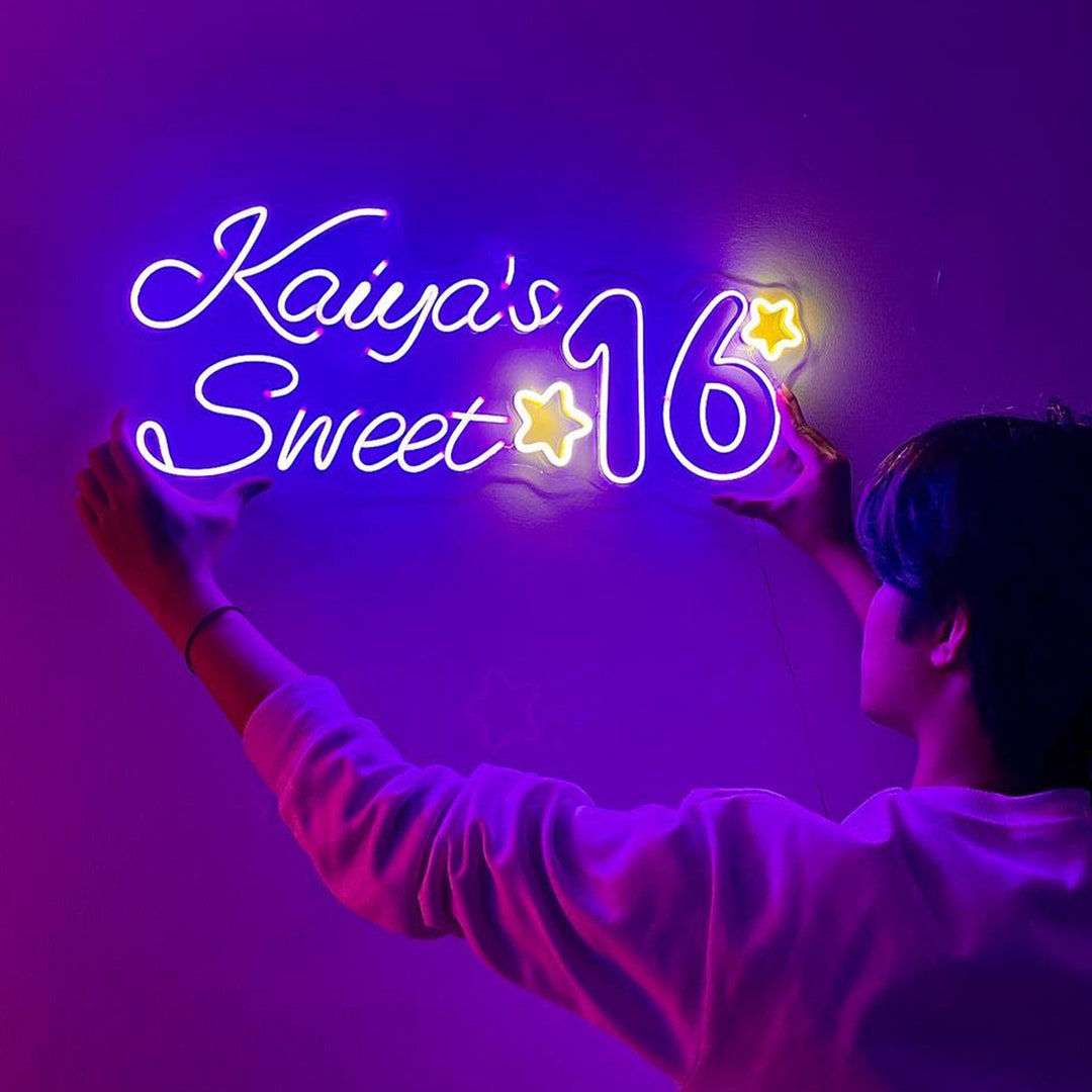 Sweet 16 Neon Sign Custom Name, Sweet 16 Party Decorations,birthday ...