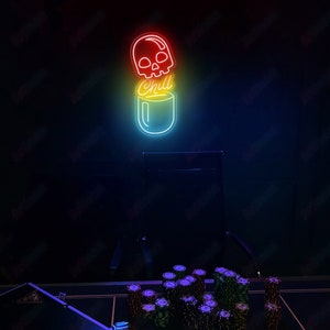 Chill Pill Neon Sign Custom Neon Sign Acrylic Artwork Home - Etsy
