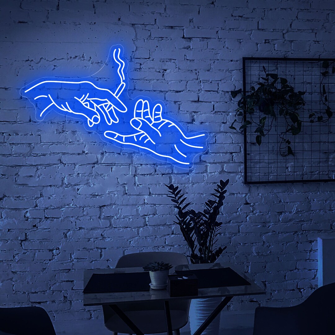 Smoking Hand Neon Sign, Hands of God Customized Neon Sign, Hand Joint ...