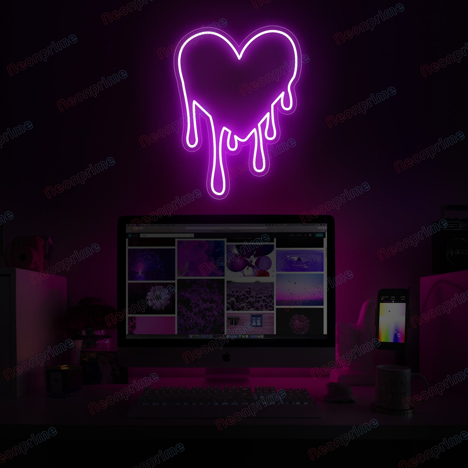 Heart Decoration Led Neon Sign, Dripping Heart Neon Sign, Neon Heart ...
