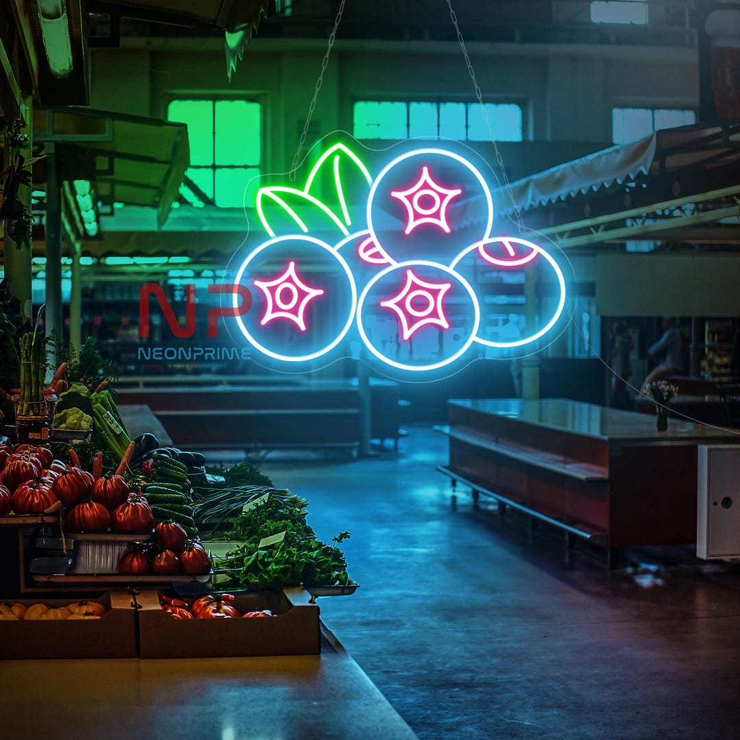 Blueberry Neon Sign, Blueberry Decor Sign, Blueberry LED Neon Sign ...