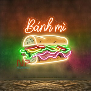 Vietnamese Banh Mi Neon Sign Banh Mi Neon Light Asian Restaurant Wall ...