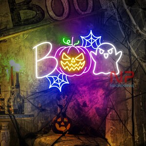 Boo Corn Neon Sign, Boo Neon Sign, Halloween Neon Sign, Ghost Neon Sign ...