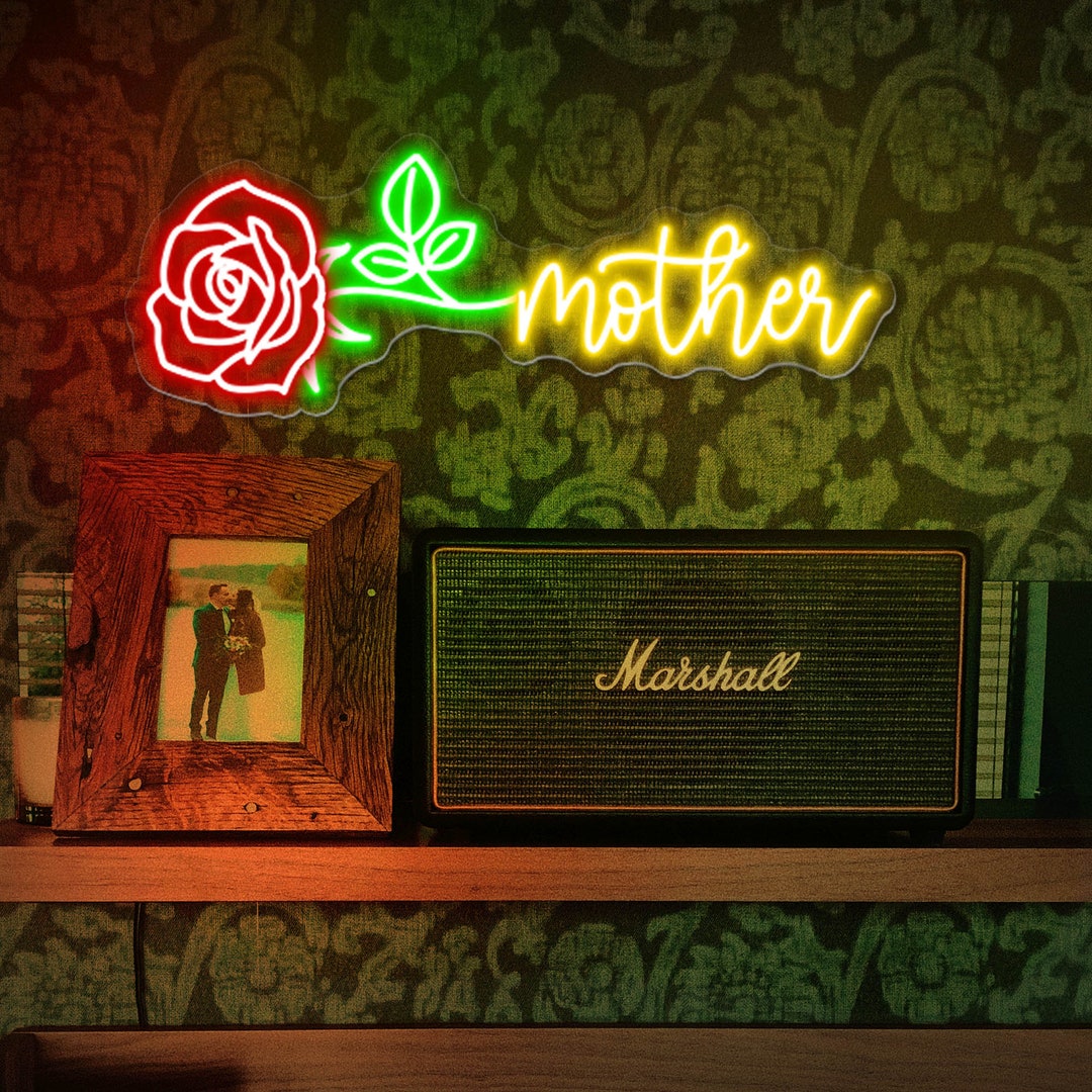 Custom Neon Sign for Mom, Rose Neon Sign, Custom Led Neon Sign ...