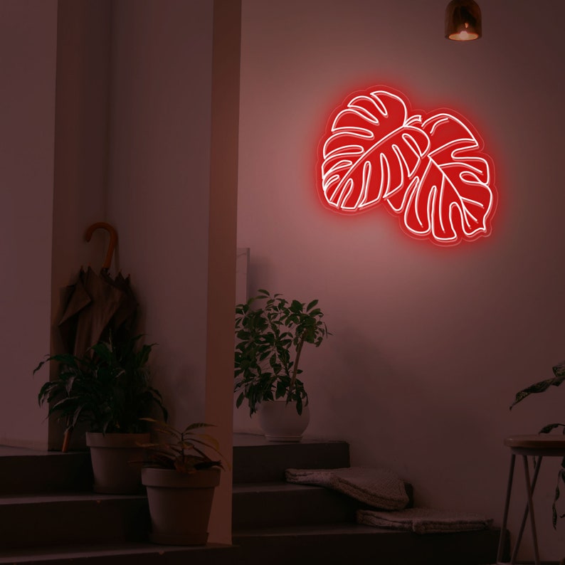 Monstera Leaf Neon Signs, Plant Neon Sign, Custom Neon Sign, Green Leaf ...