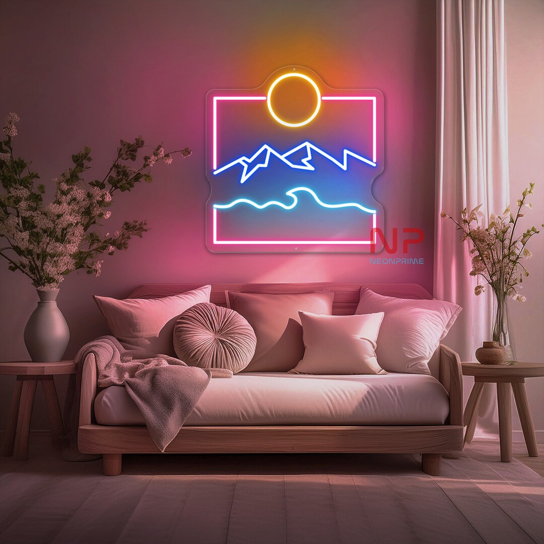 Sun Mountain Neon Sign, Nature Neon Sign, Wild Nature Sign, Sun Neon ...