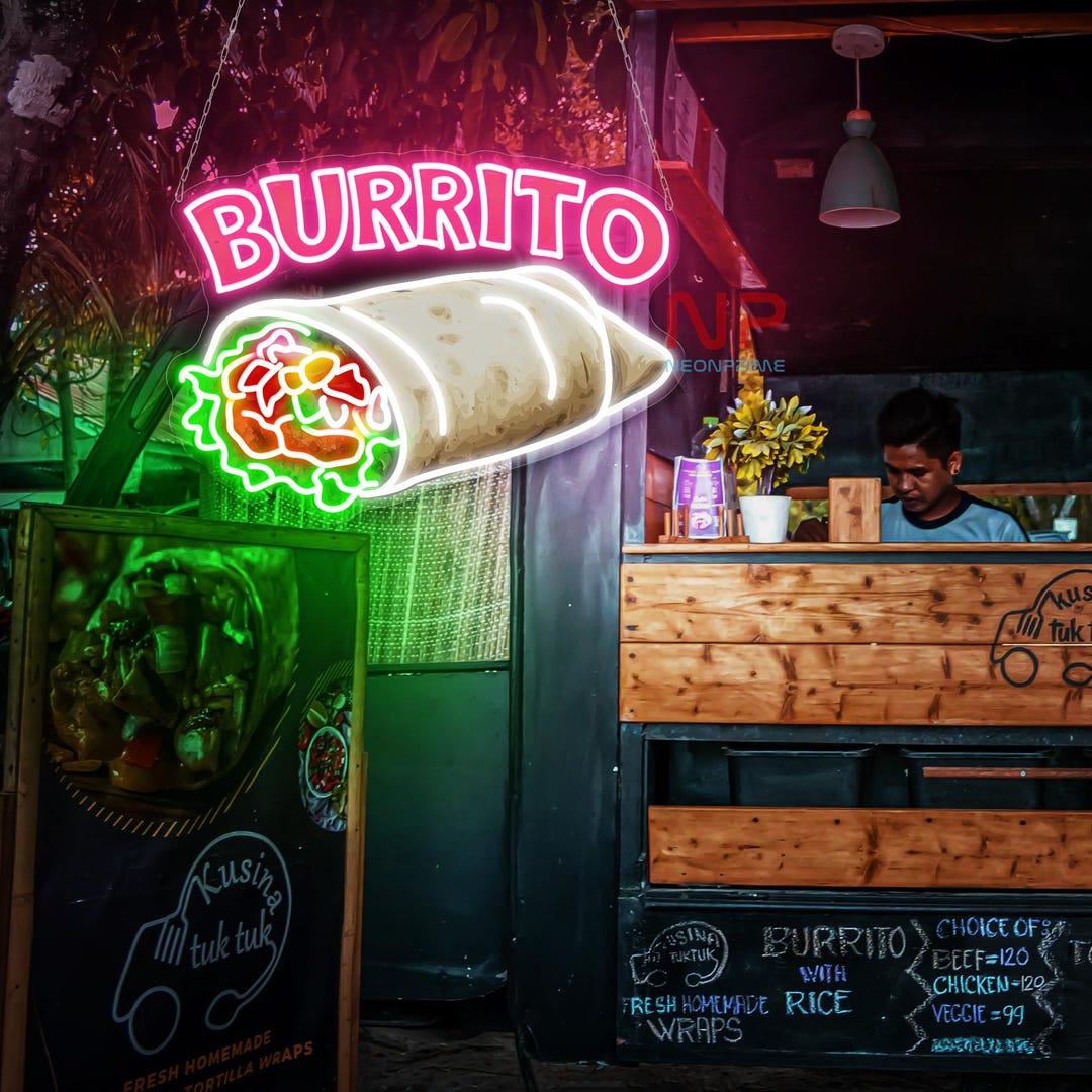 Burrito Neon Sign Burrito Led Light Custom Street Food Neon Sign Food ...