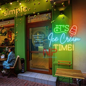 It's Ice Cream Time Neon Sign, Ice Cream Neon Sign, Welcome Sign, Open ...