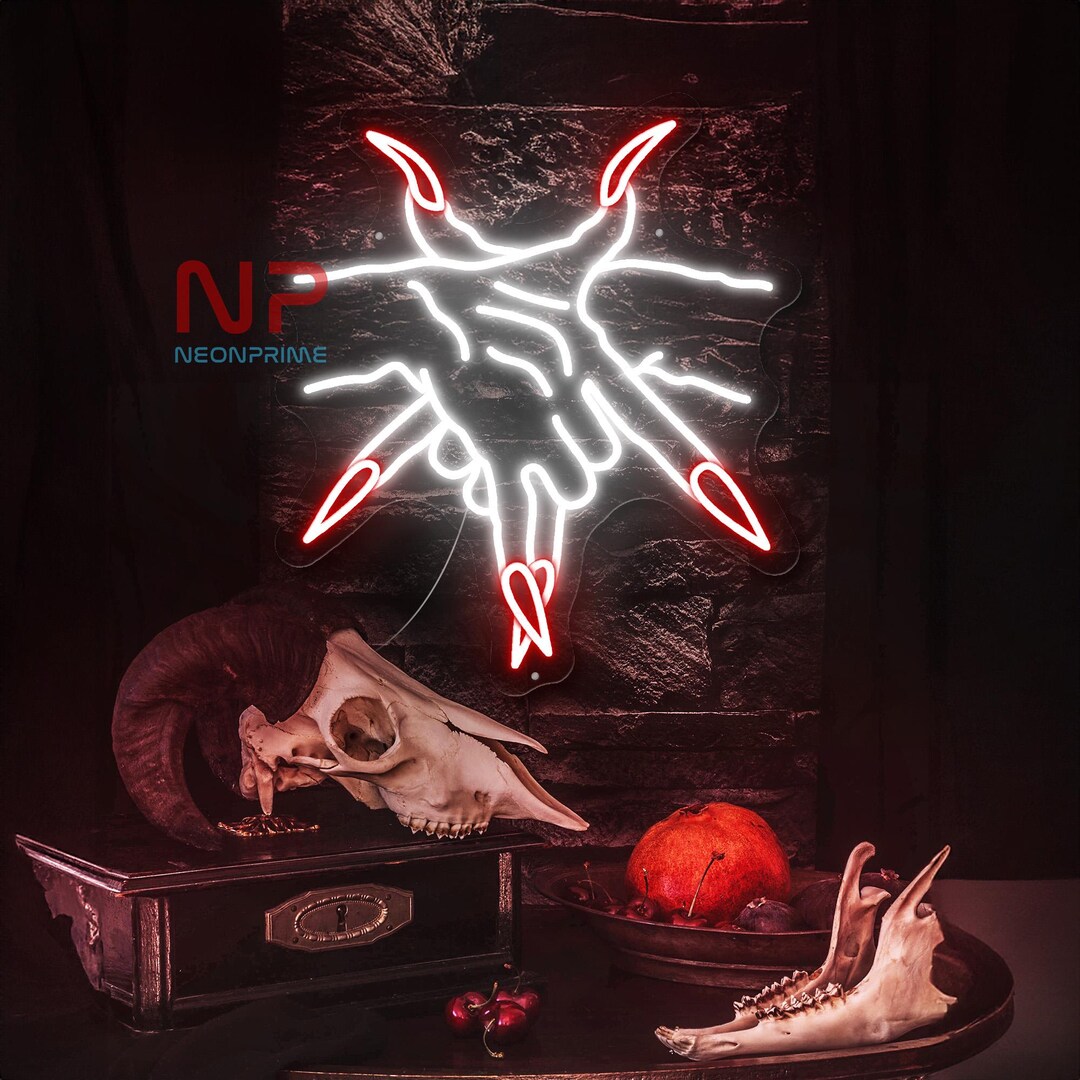 Baphomet Hand Neon Sign, Baphomet Pentagram Neon Sign, Gothic Home ...