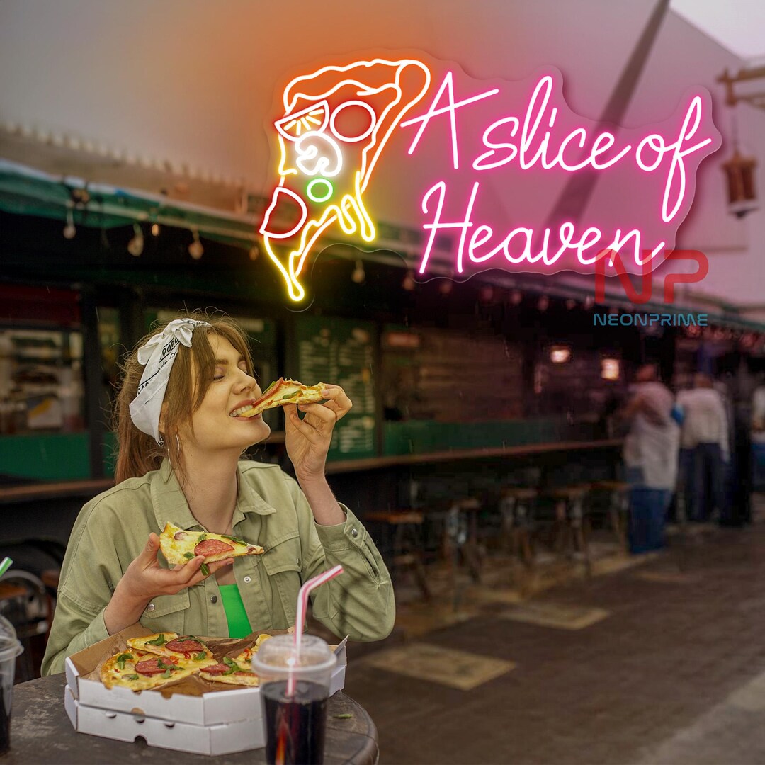 A Slice Pizza of Heaven Neon Sign, Pizza LED Neon Sign, Pizza Decor ...