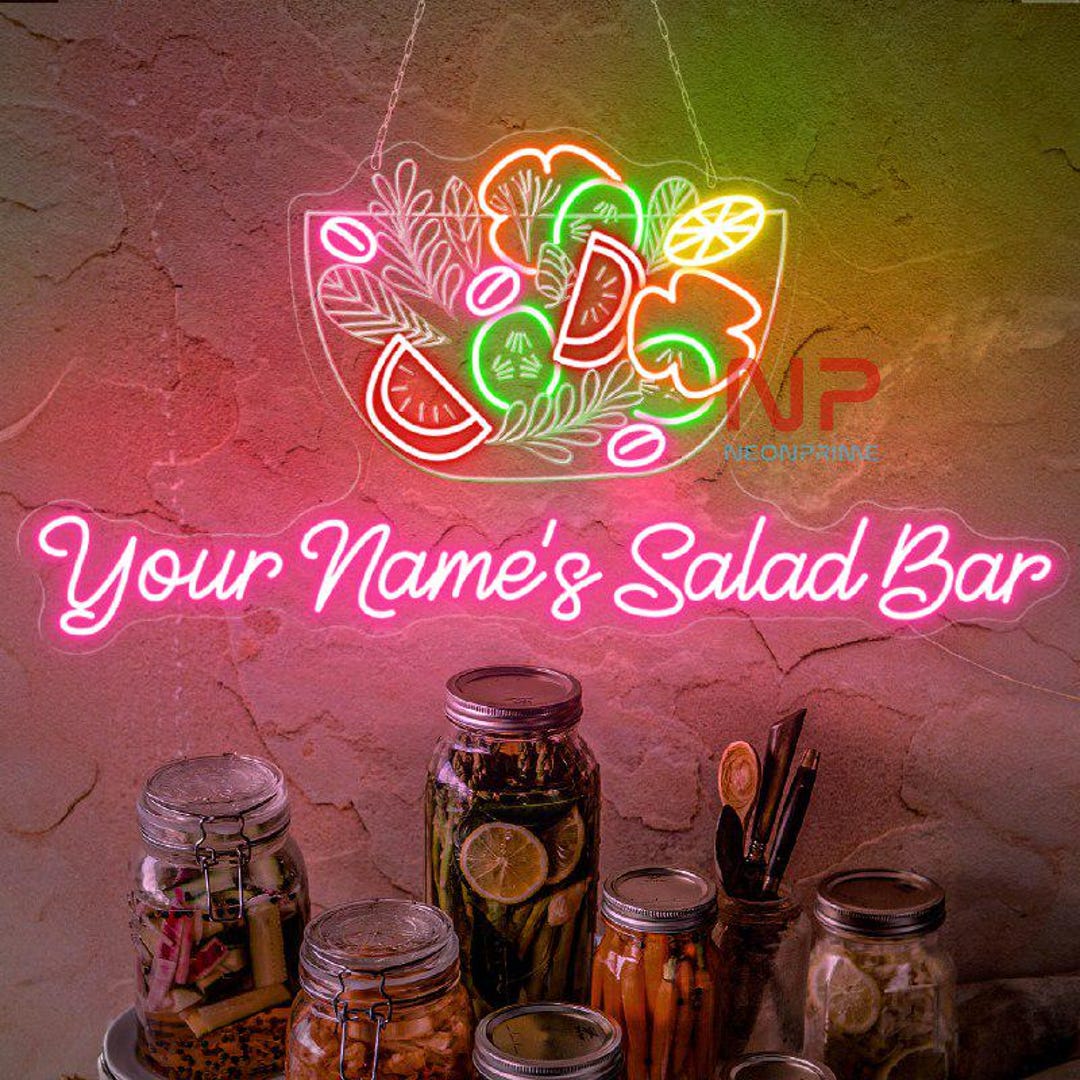 Salad Bar Custom Name Neon Sign, Custom Business Name Salad LED Neon ...
