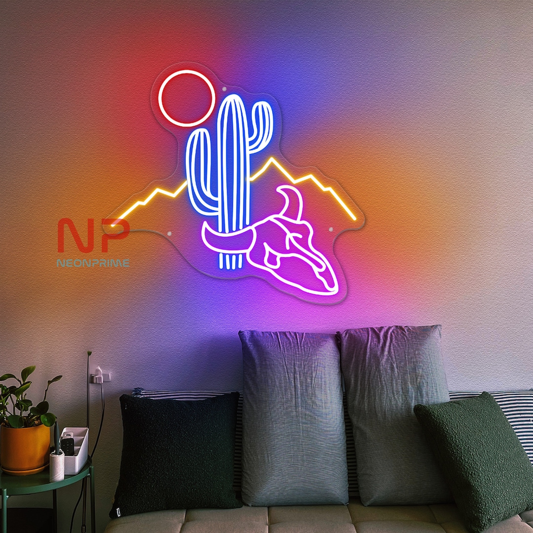 Desert Cactus Neon Sign, Cactus LED Sign, Cowboy Neon Sign, Western ...