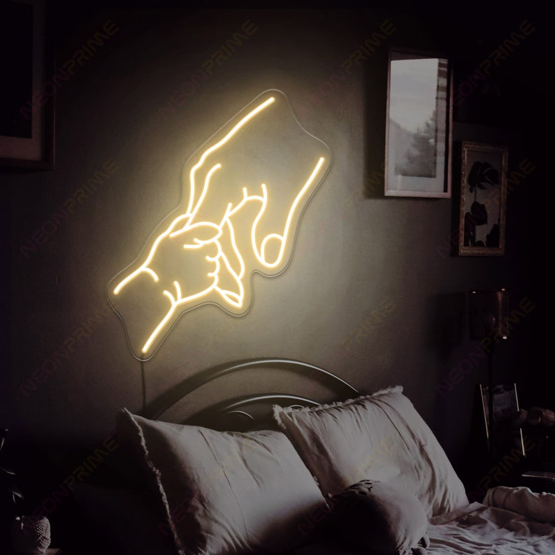 Dad Holding Baby Hand Line Art Neon Sign, Happy Father's Day, Father's ...