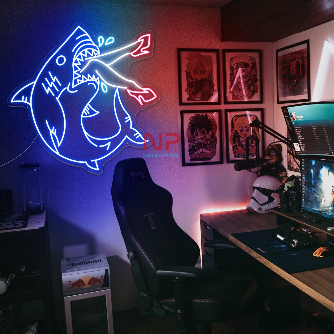 Shark Bite People Neon Sign, Shark Neon Sign, Shark Decor Sign, Animal ...