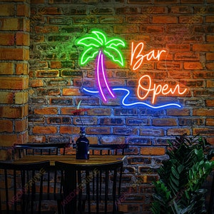 Bar Open Neon Sign, Open Sign for Bar, Neon Bar Signs, Bar Store Logo ...