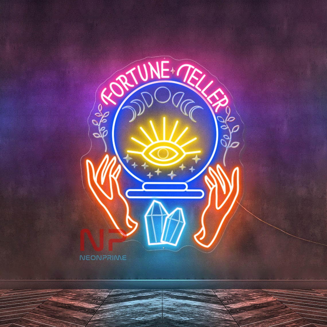 Fortune Teller Neon Sign, Tarot Shop Decor, Custom Neon Sign, Crystal ...