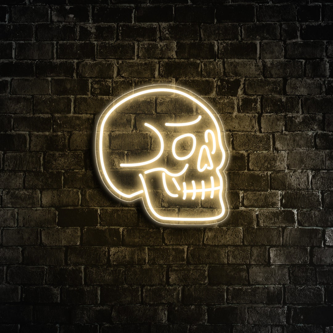 Skeleton Neon Sign, Skull Halloween, Custom Handmade Art Neon Light ...