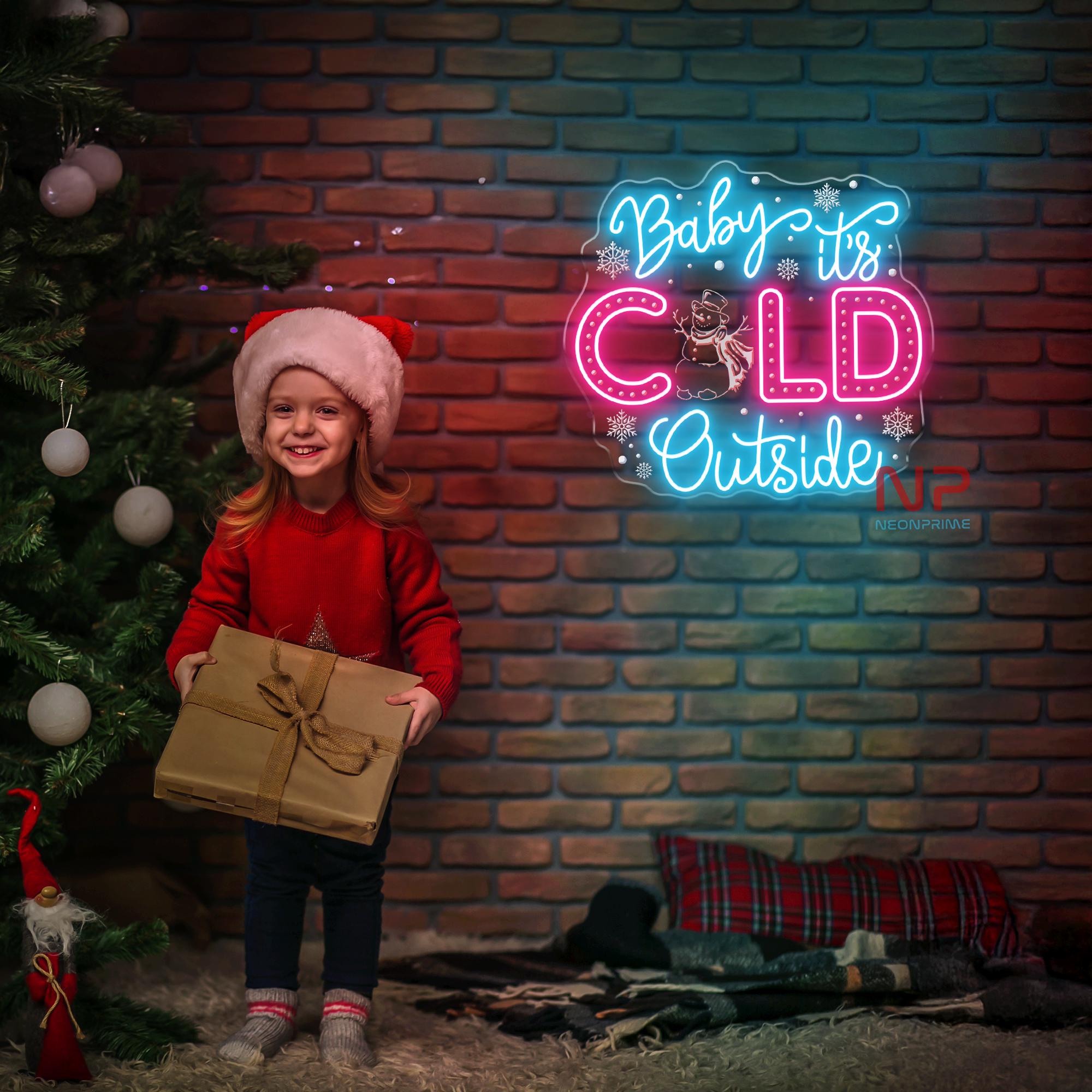 Baby It's Cold Outsider Neon Sign, Christmas Wall Decor, Holiday ...