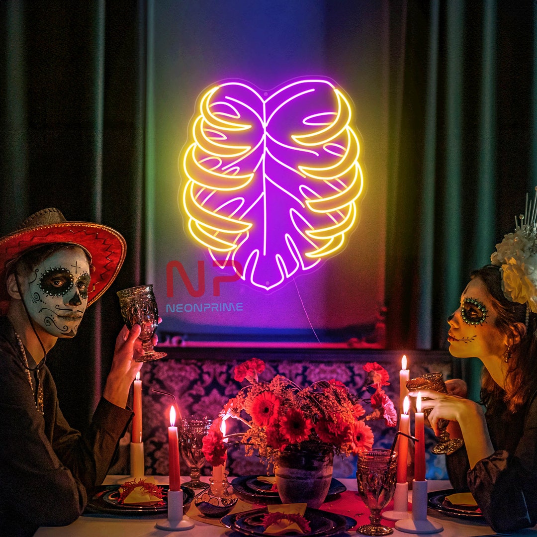 Monstera Bone Neon Sign, Monstera Neon Sign, Bone Neon Sign, Custom ...